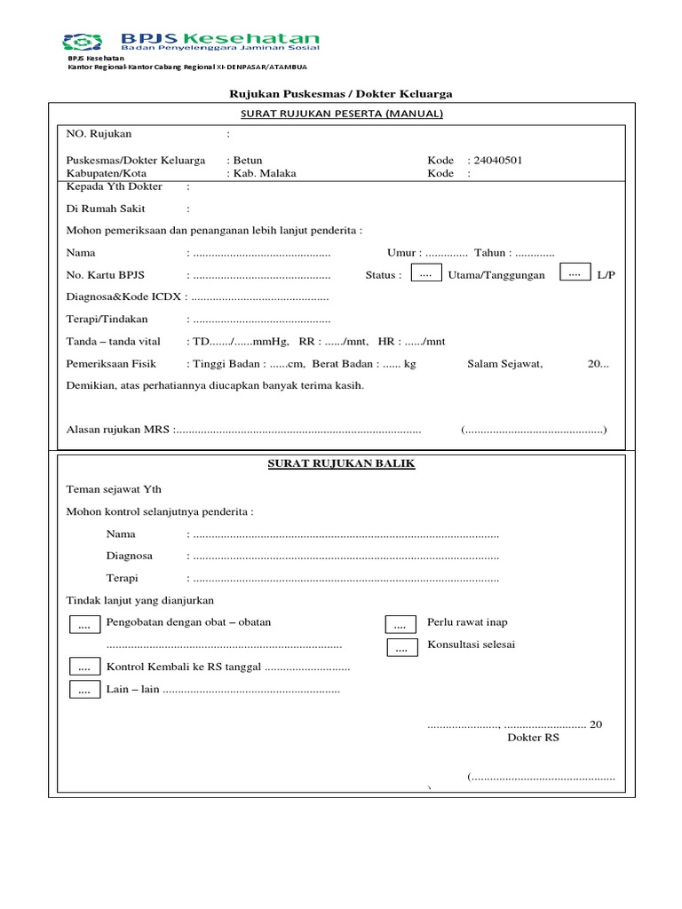 Format Rujukan BPJS | PDF