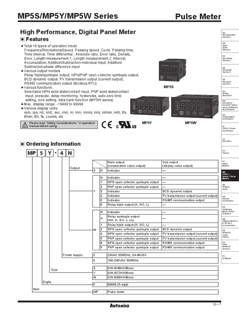 Pulse Meter MP5S/MP5Y/MP5W Series: High Performance, Digital Panel ...