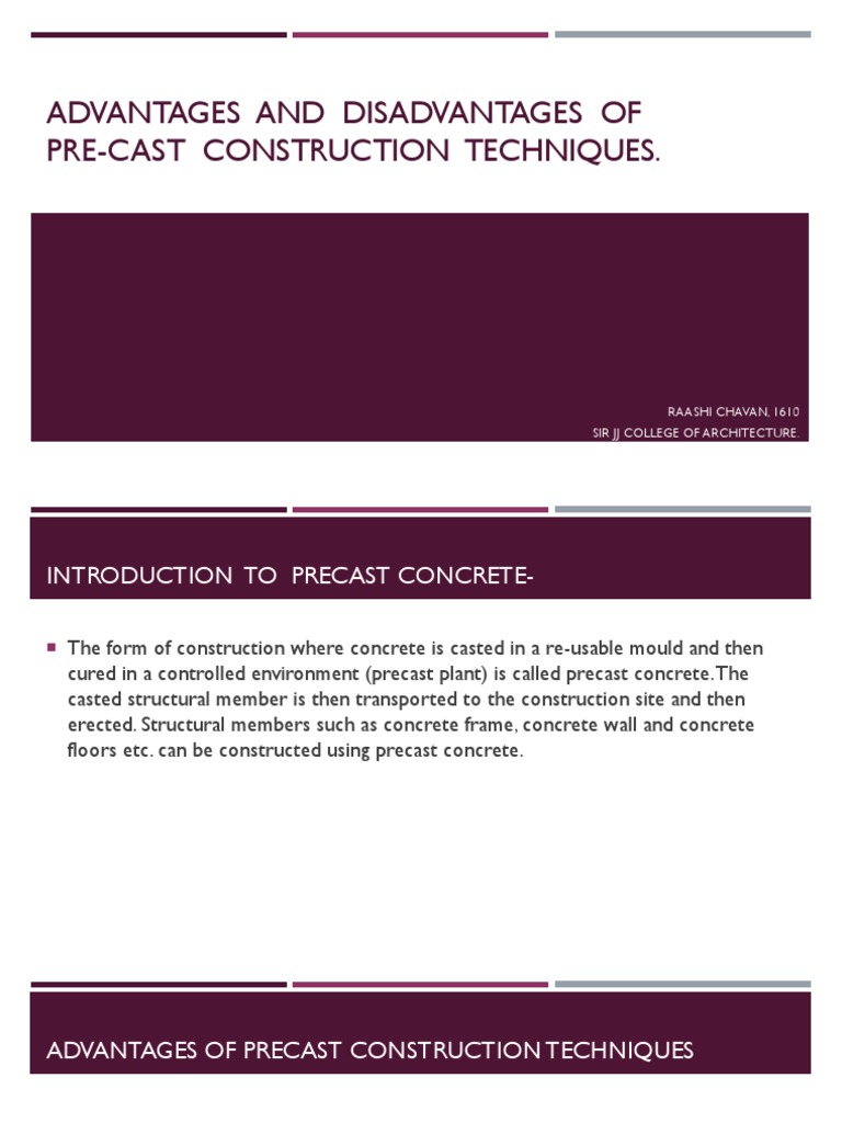 Advantages and Disadvantages of Pre-Cast Construction Techniques | PDF | Precast Concrete | Building