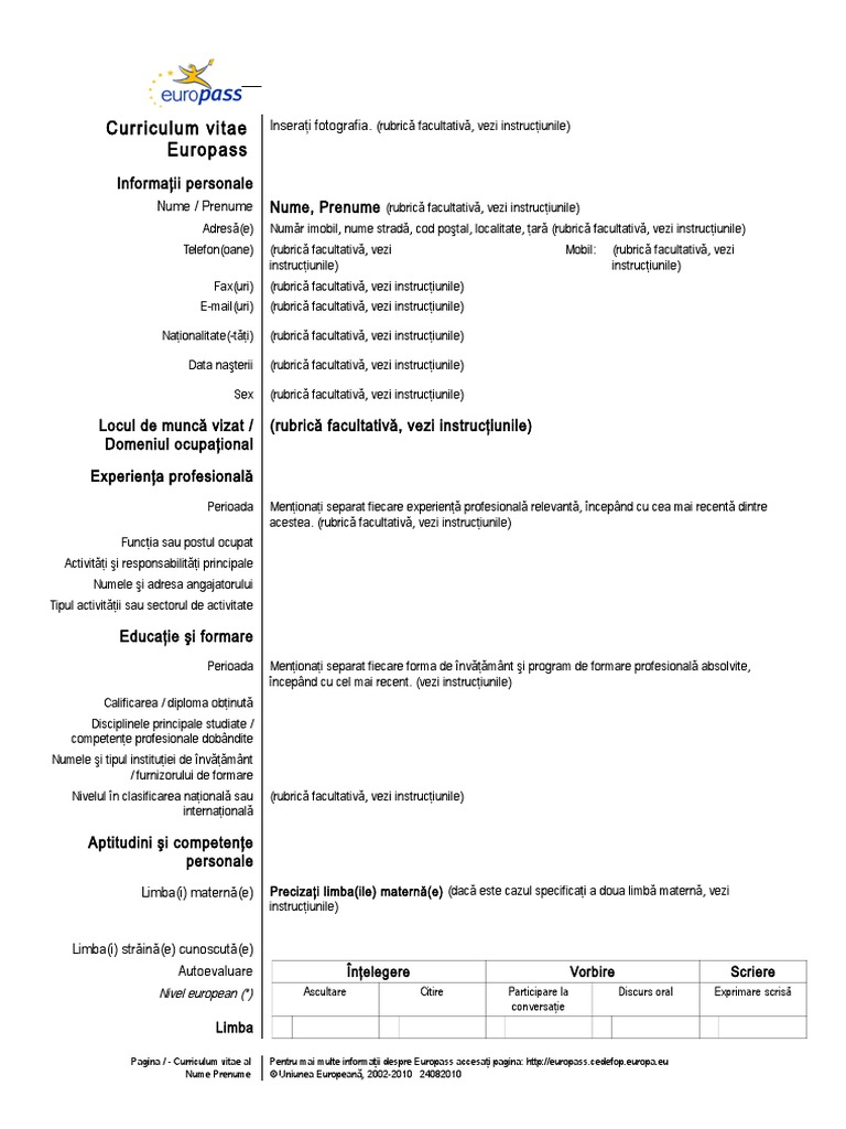 Model CV Europass | PDF