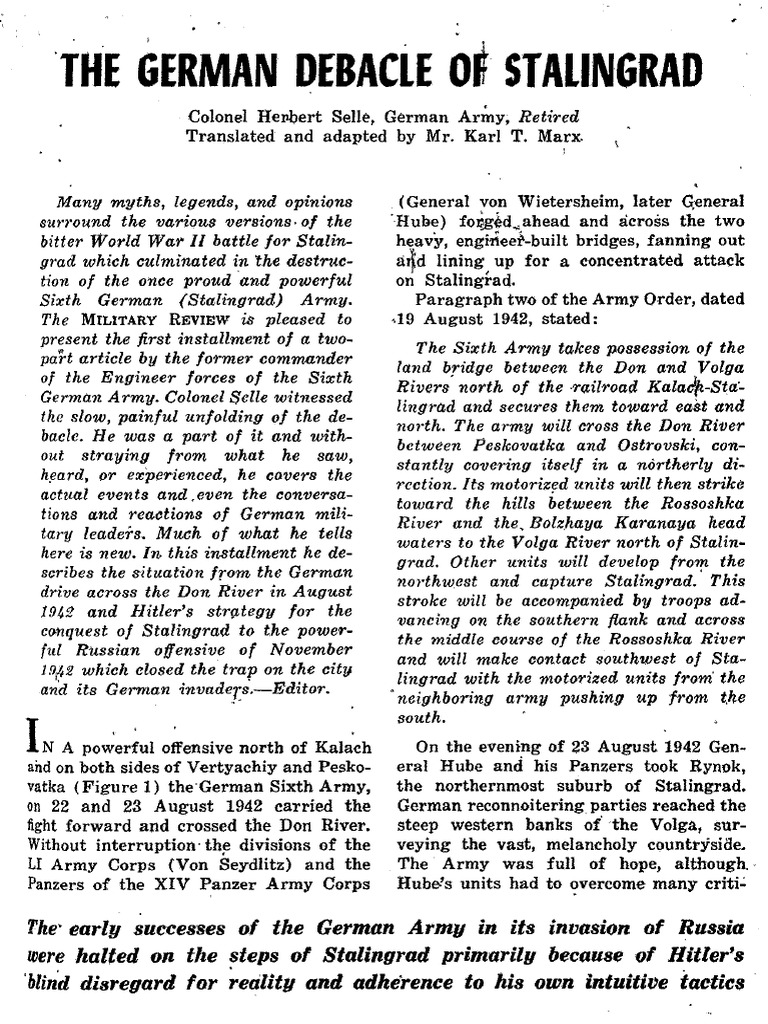 The German Debacle of Stalingrad Part 1 and Part 2 | PDF | Battle Of ...