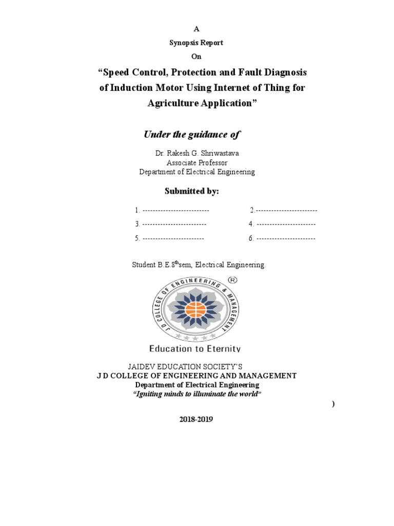 Synopsis Report Format (2018-19) | PDF | Power Inverter | Internet Of ...