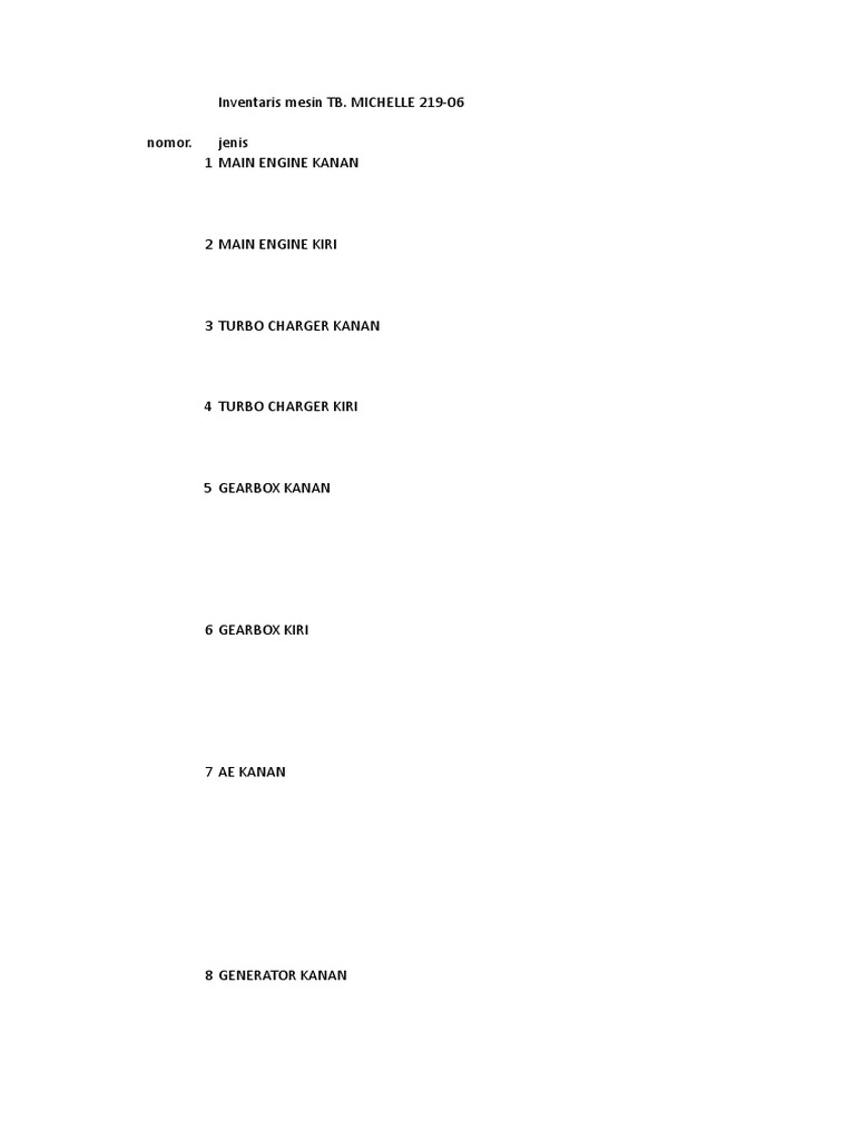 Engine Inventory Pdf Transmission Mechanics Electric Motor