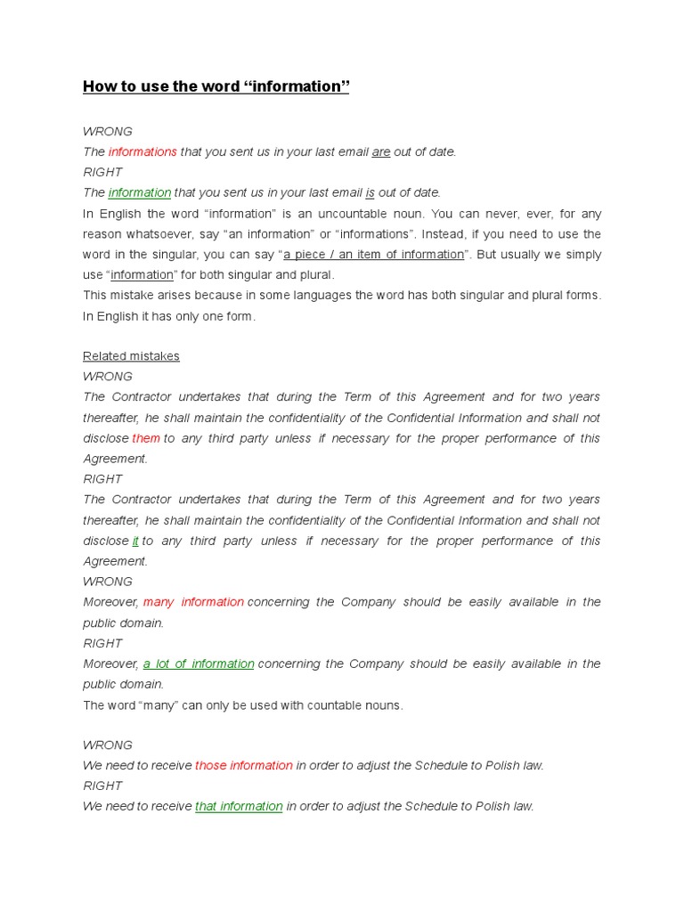 Understanding the Word "Information" | PDF