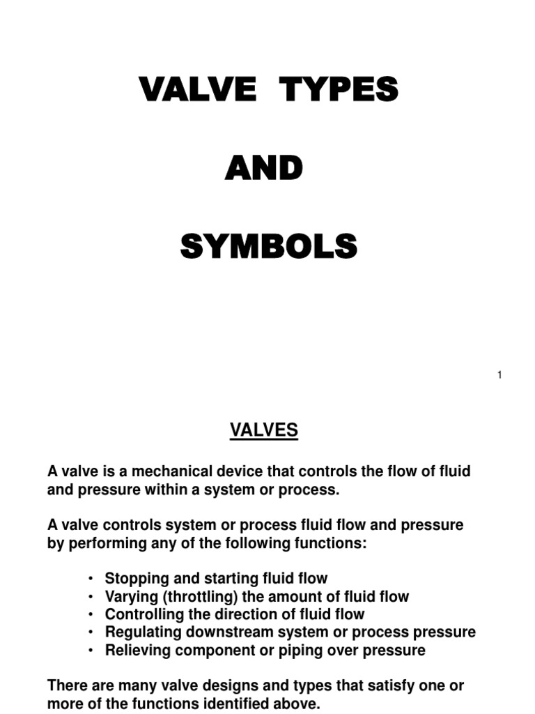 Types and Symbols of Valves Explained | PDF | Valve | Tap (Valve)