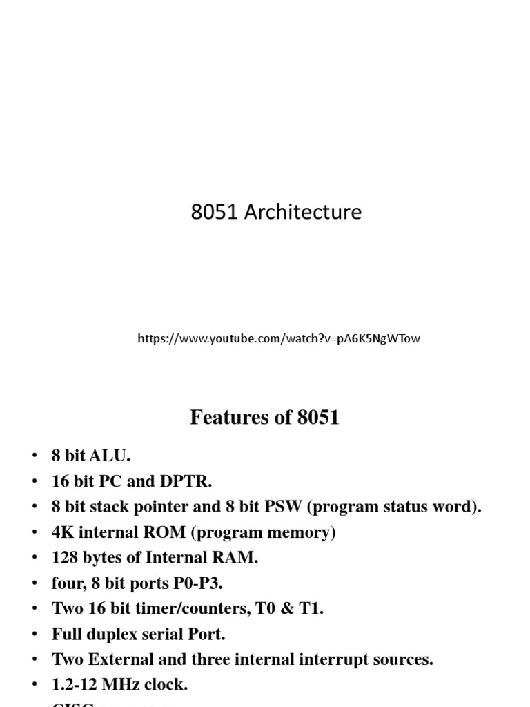 8051 Architecture | PDF | Input/Output | Digital Electronics