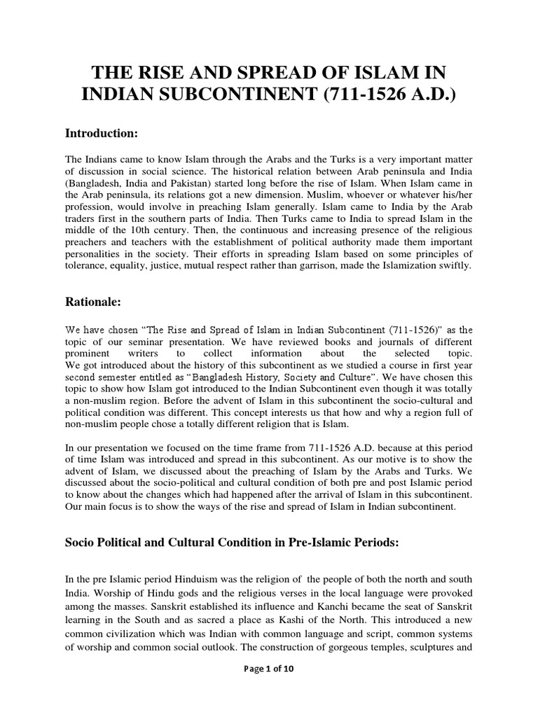 Rise of Islam in India (711-1526 A.D.) | PDF | Mughal Empire | Sindh