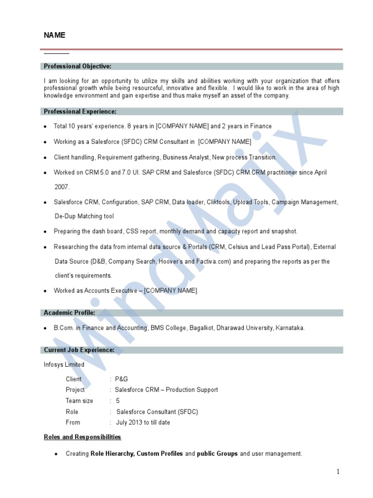 Salesforce Sample Resume 3 | PDF | Salesforce.Com | Information ...