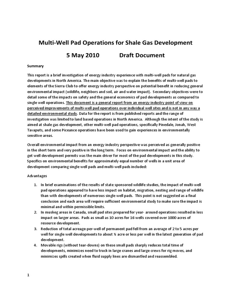 Multi-Well Pad Operations For Shale Gas Development | PDF | Hydraulic ...