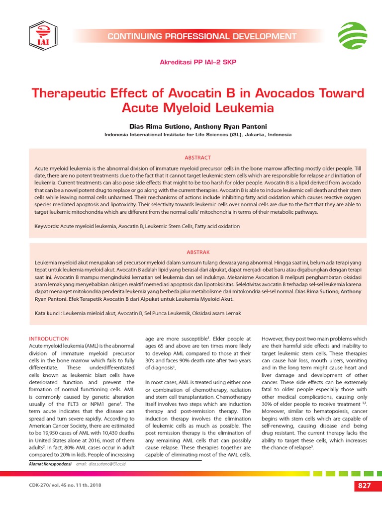 Avocatin B: A Novel AML Treatment | PDF | Mitochondrion | Reactive ...