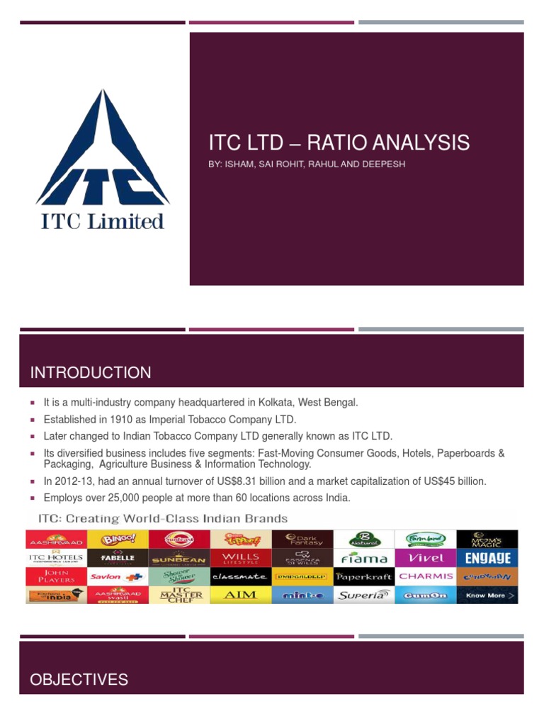 Itc LTD - Ratio Analysis: By: Isham, Sai Rohit, Rahul and Deepesh | PDF ...