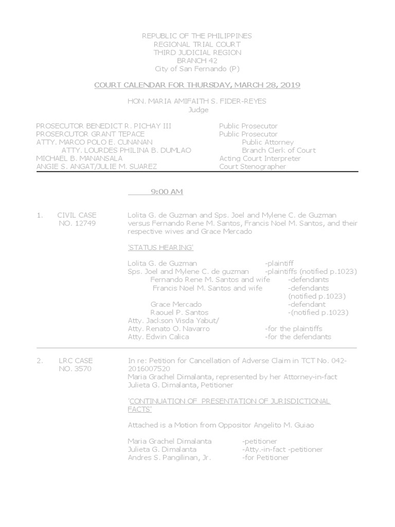Sched RTC | PDF | Bail | Government Information