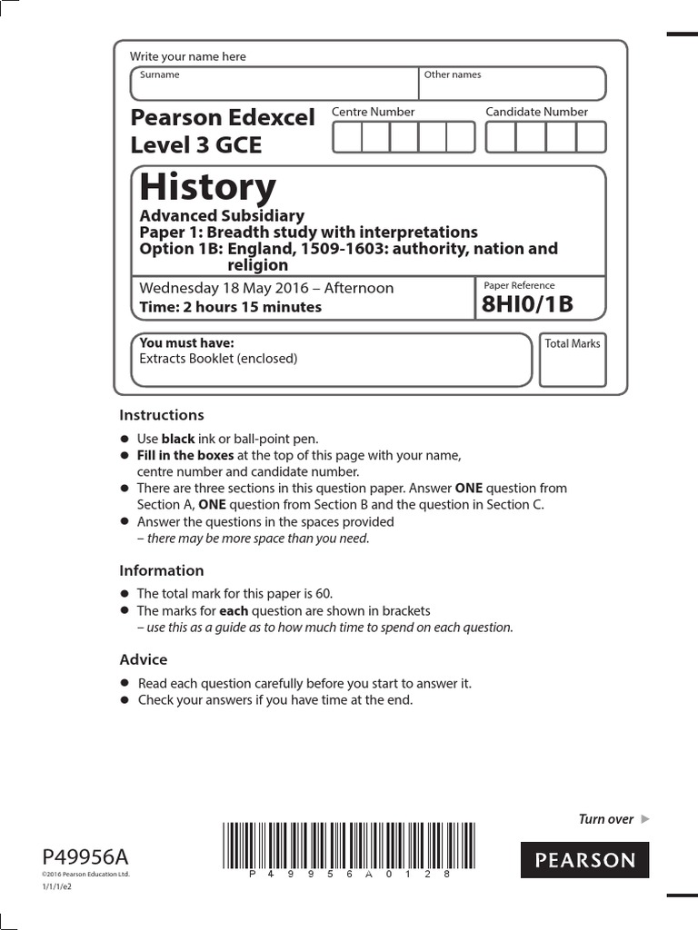 History: Pearson Edexcel Level 3 GCE | PDF | Henry Viii Of England