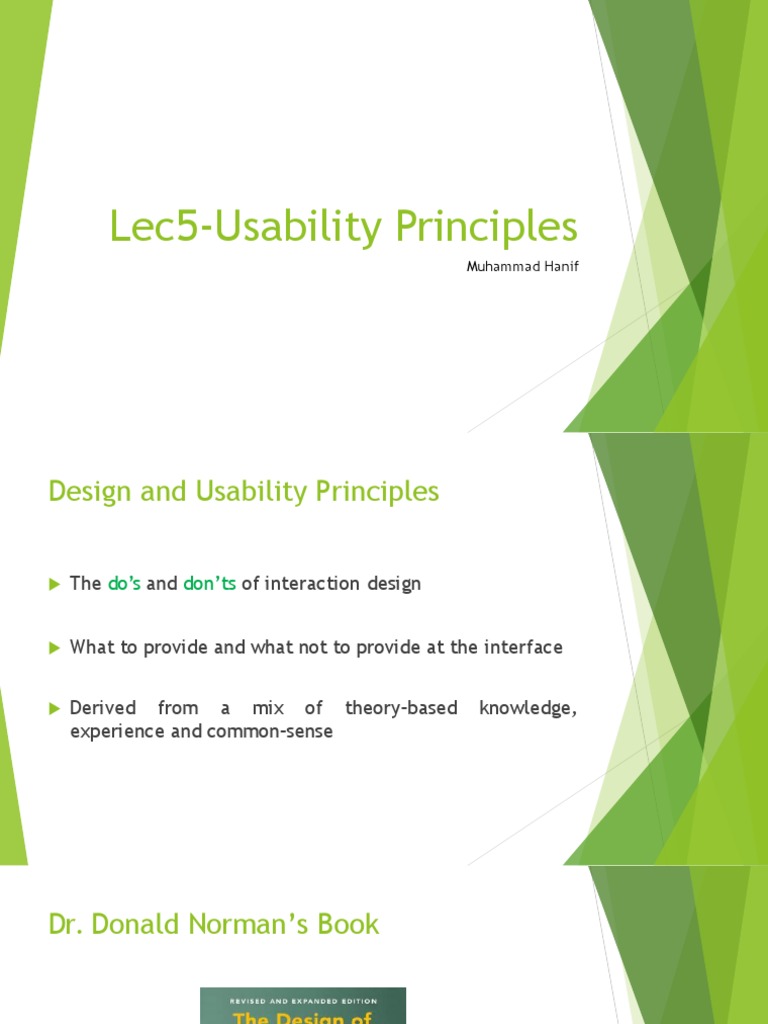 Lec5-Usability Principles: Muhammad Hanif | PDF | Usability | Icon (Computing)