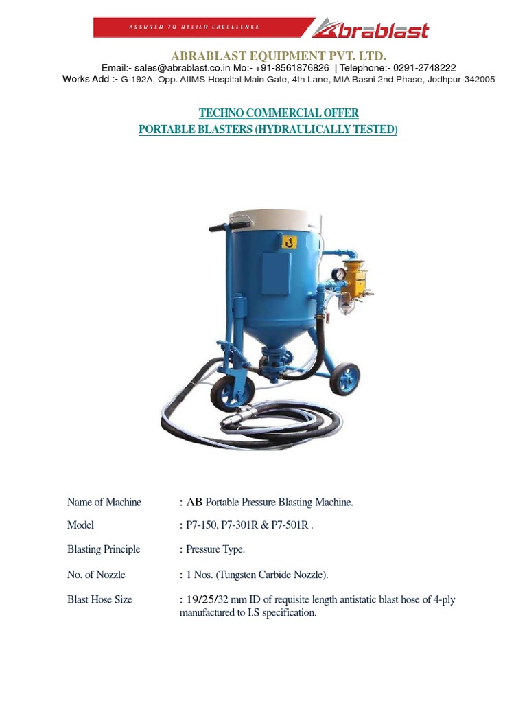 Portable Blasting Systems Overview | PDF | Valve | Mechanical Engineering