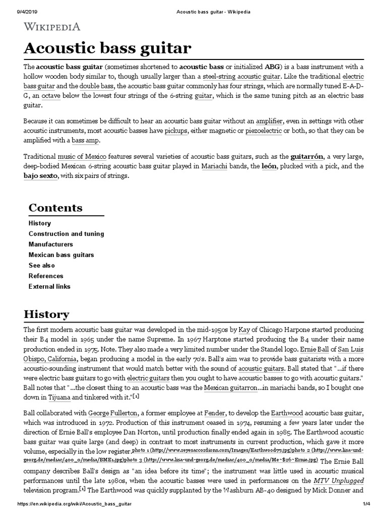 Acoustic Bass Guitar: Bajo Sexto, With Six Pairs of Strings | PDF ...