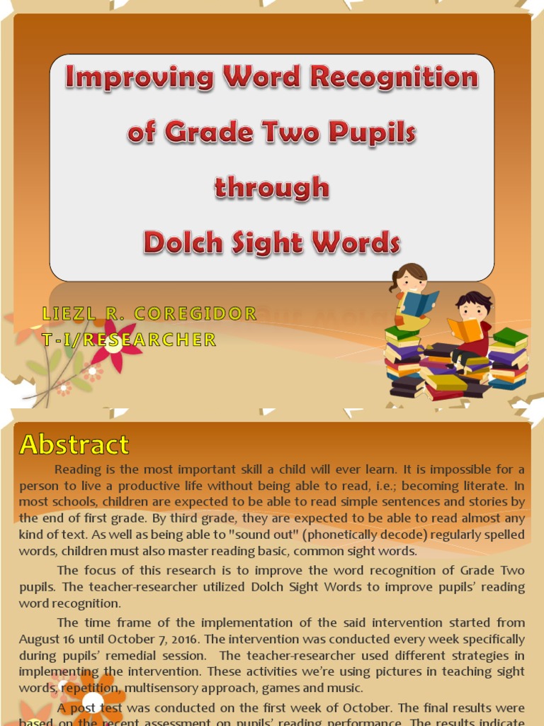 Improving Word Recognition Through Dolch Sight Words | PDF | Reading ...