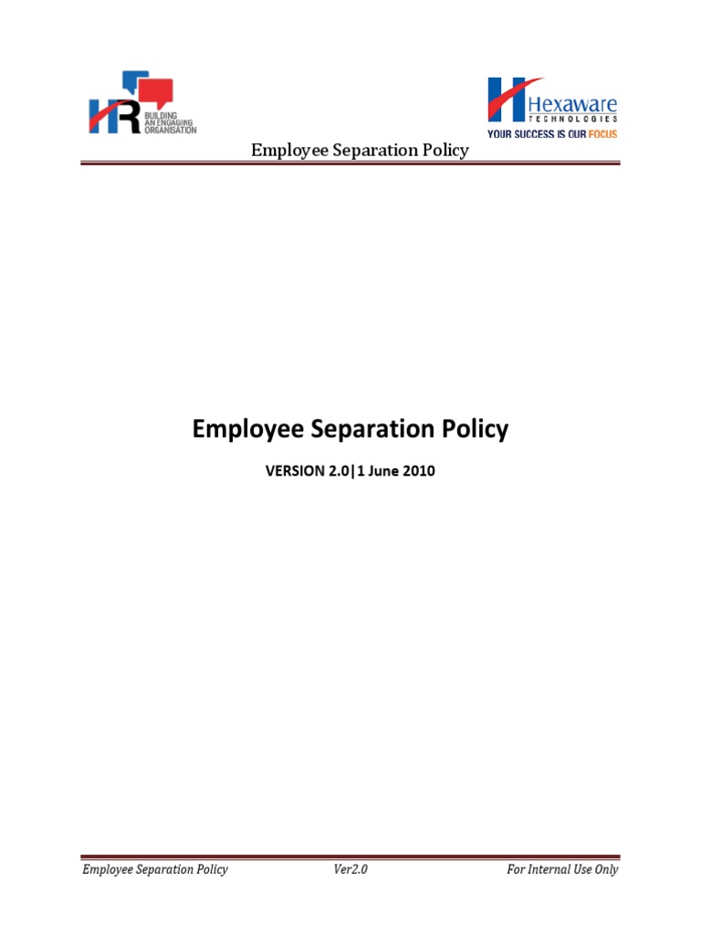 Employee Separation Policy - Ver2.0 PDF | PDF | Employment | Salary