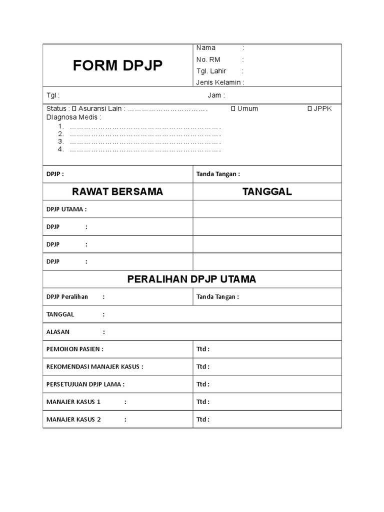 Formulir DPJP untuk Manajemen Kasus | PDF
