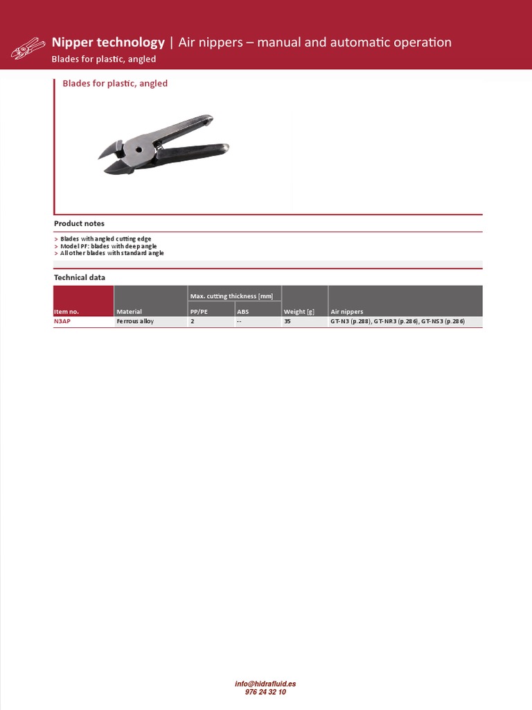 Nipper Technology - Air Nippers - Manual and Automatic Operation | PDF