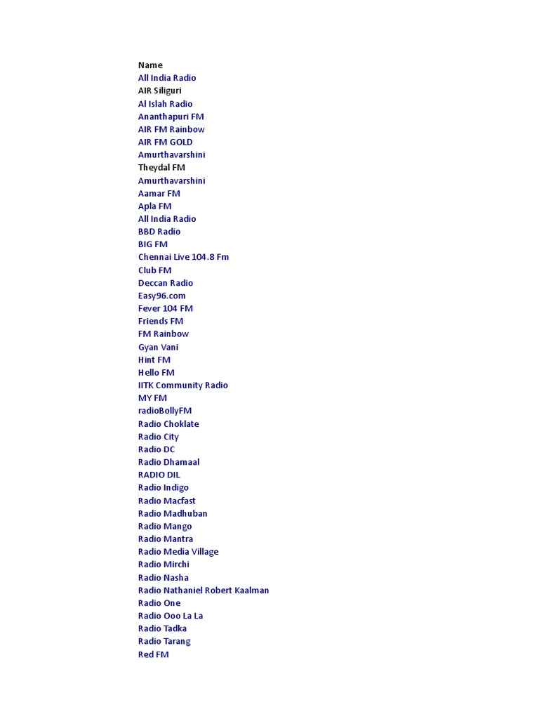 List of Radio Stations | PDF | Radio | Broadcasting