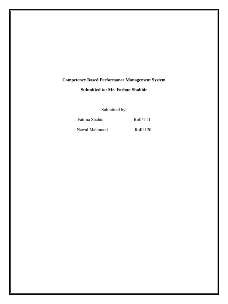Competency Based Performance Management System | PDF