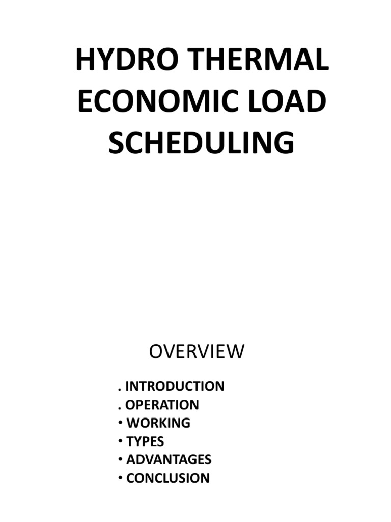 Hydro Thermal Economic Load Scheduling | PDF