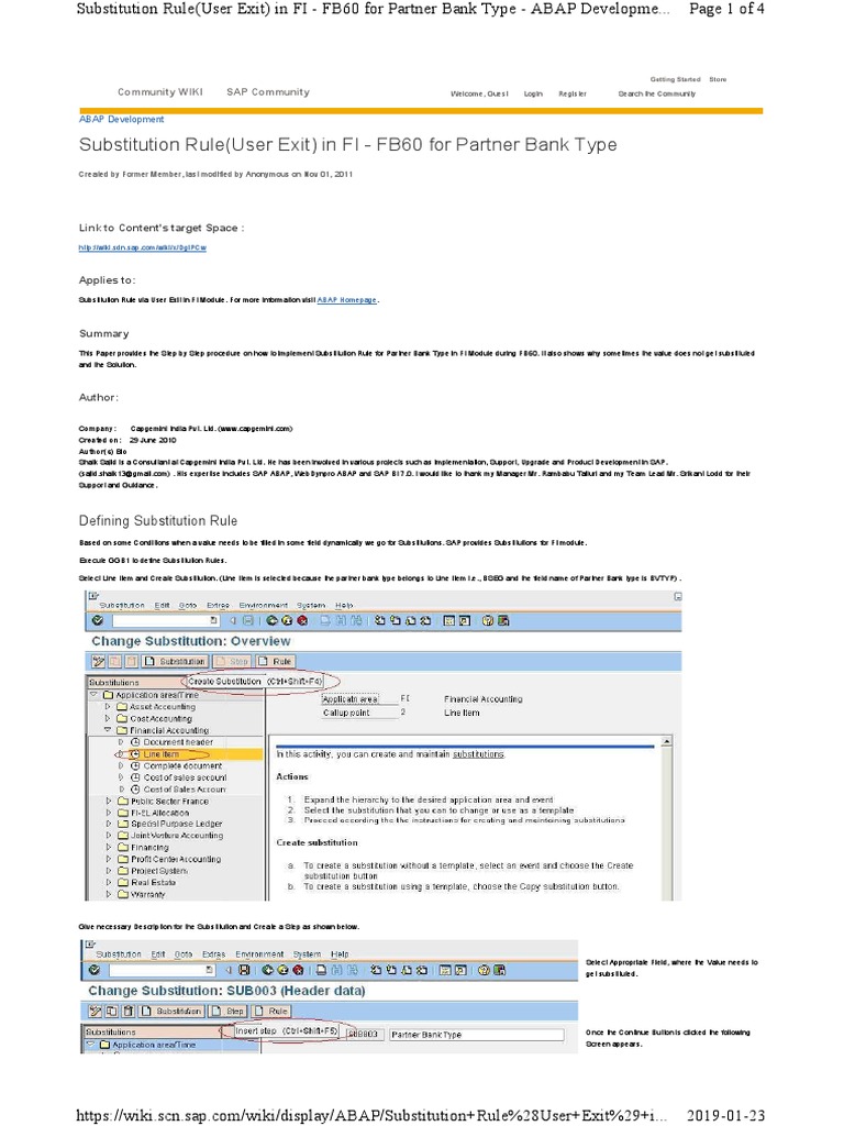 SAP Substitution Rule For Vendor Partner Bank Type | PDF | Information ...
