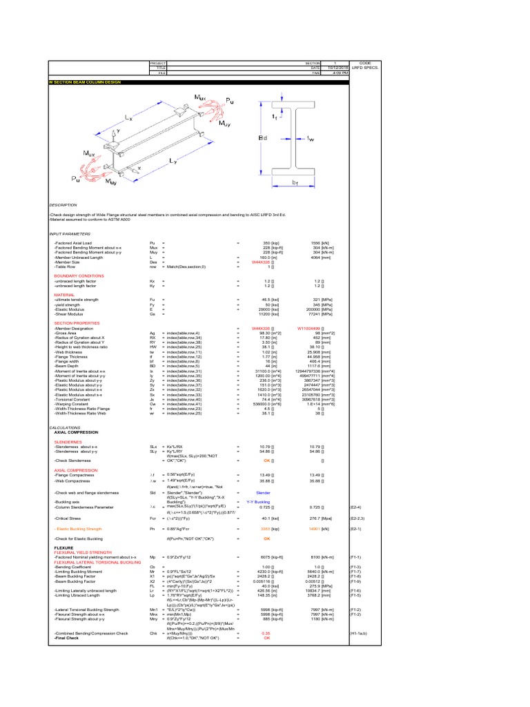 LRFD Beam Column Design | PDF | Beam (Structure) | Solid Mechanics