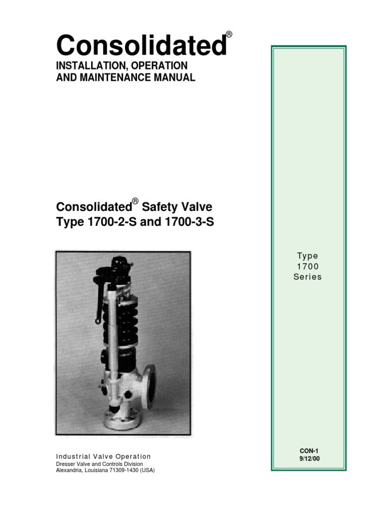 Consolidated: Consolidated Safety Valve Type 1700-2-S and 1700-3-S ...