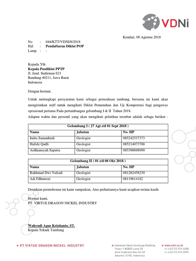 SURAT Permohonan POP | PDF