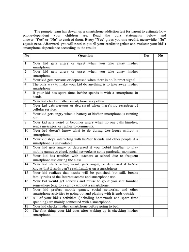 Smartphone Addiction Test | PDF | Smartphone | Social Networking Service