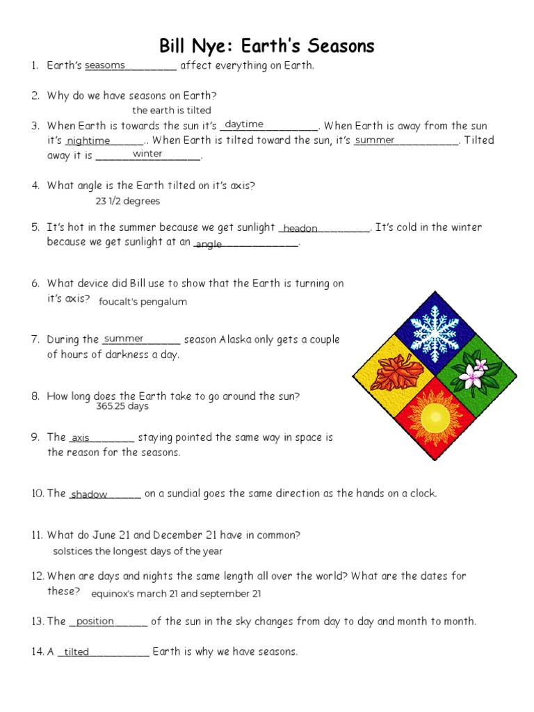 Bill Nye Earths Seasons | PDF | Spacetime | Ancient Astronomy