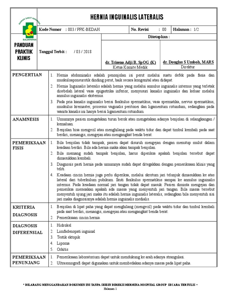 PPK Hernia Inguinalis Lateralis Balikpapan | PDF