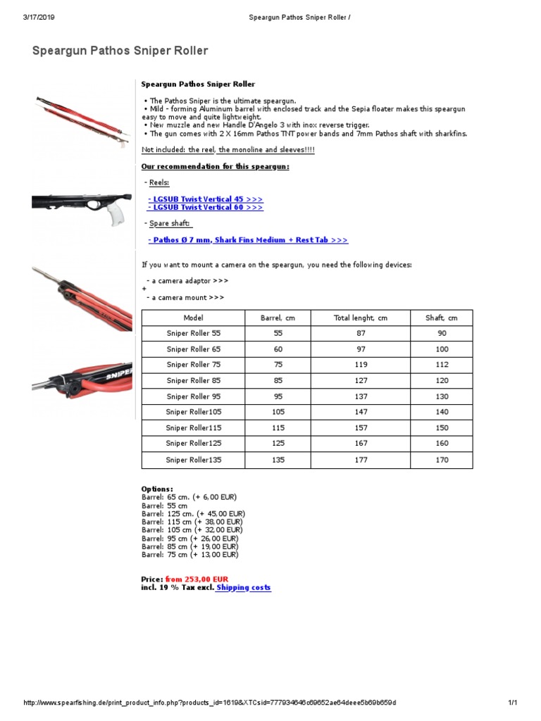 Pathos Sniper Roller Speargun Overview | PDF | Projectiles | Firearms