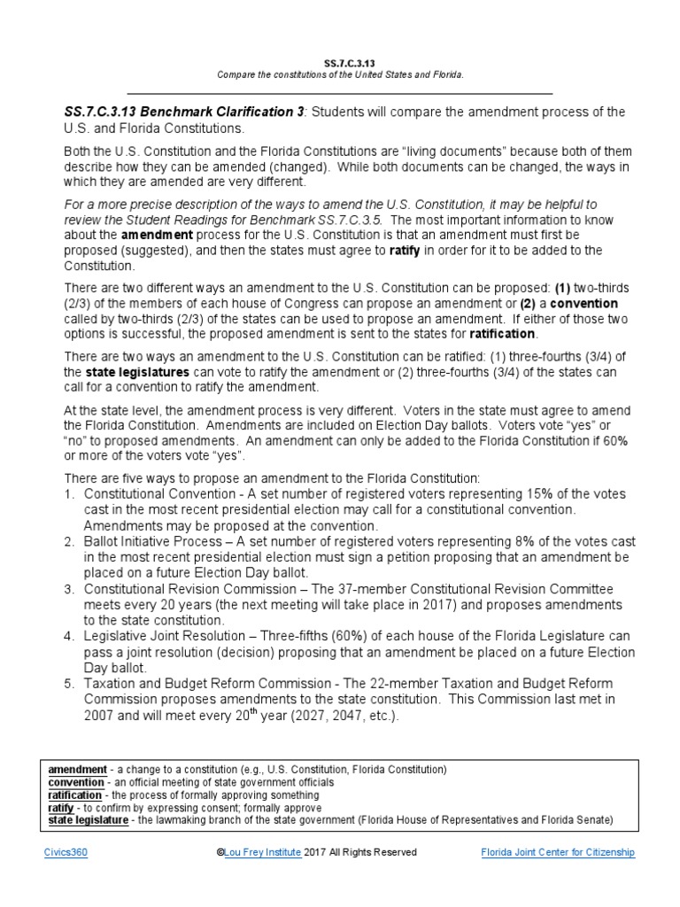 Ss7c313 Student Review Reading BC 3 | PDF | Constitutional Amendment ...