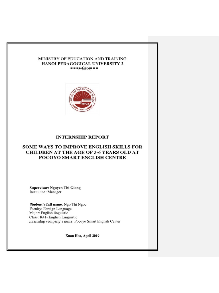 Internship Report Form Ngoc | PDF | English Language | Teachers