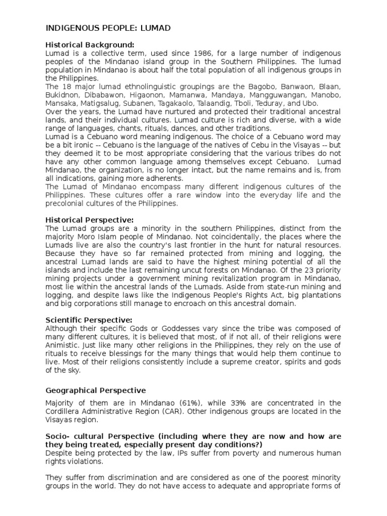 Indigenous People: Lumad: Historical Background | PDF | Religion And Belief