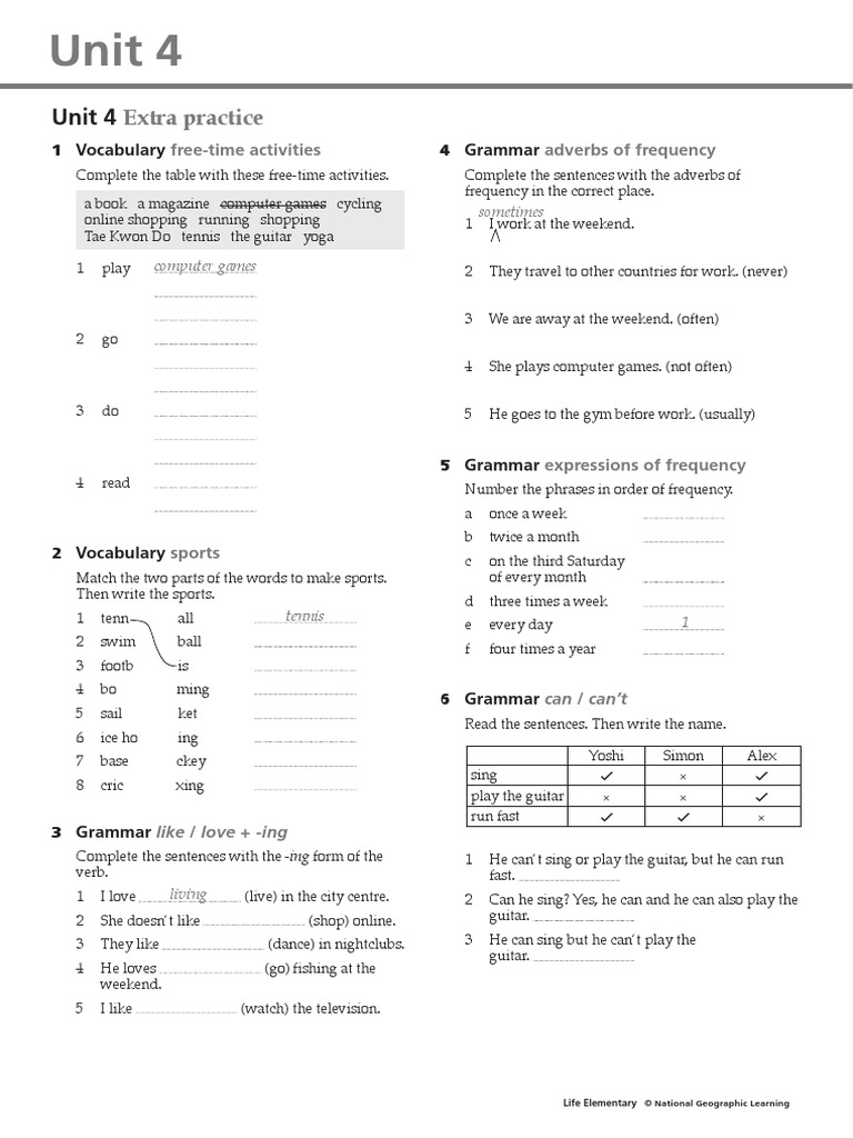 Ele Unit4 ExtraPractice PDF | PDF | Linguistic Morphology | Grammar