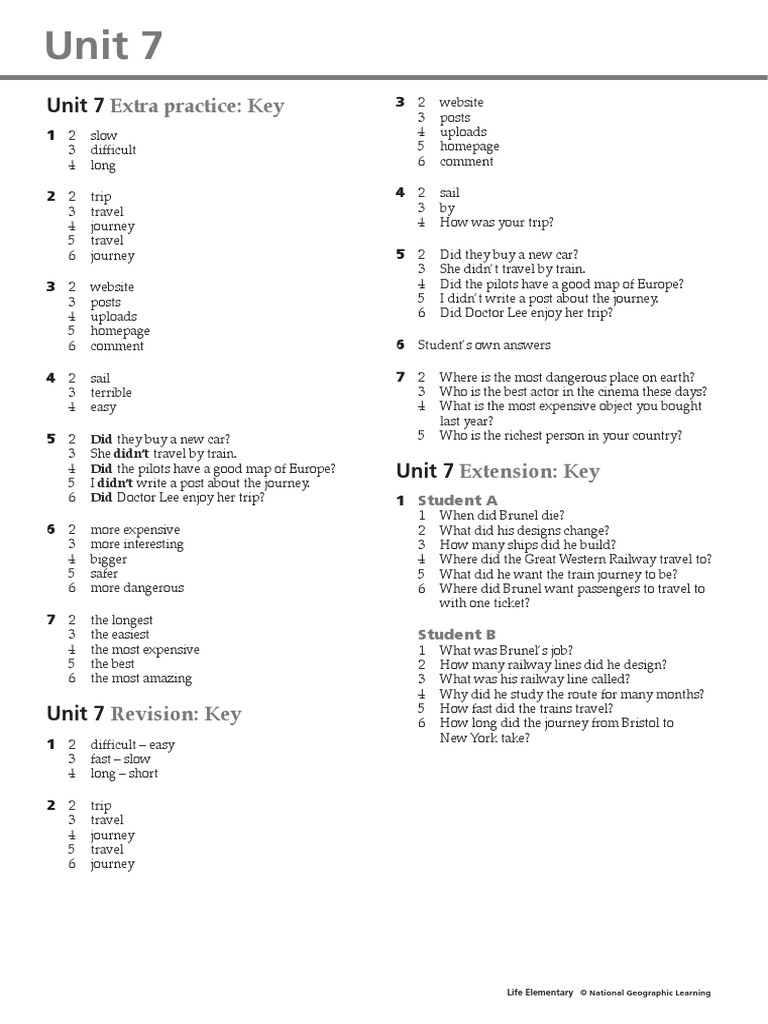 Unit 7: Extra Practice: Key | PDF