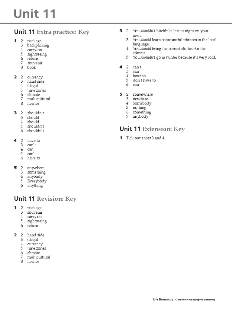 Ele Unit11 Answerkey PDF | PDF