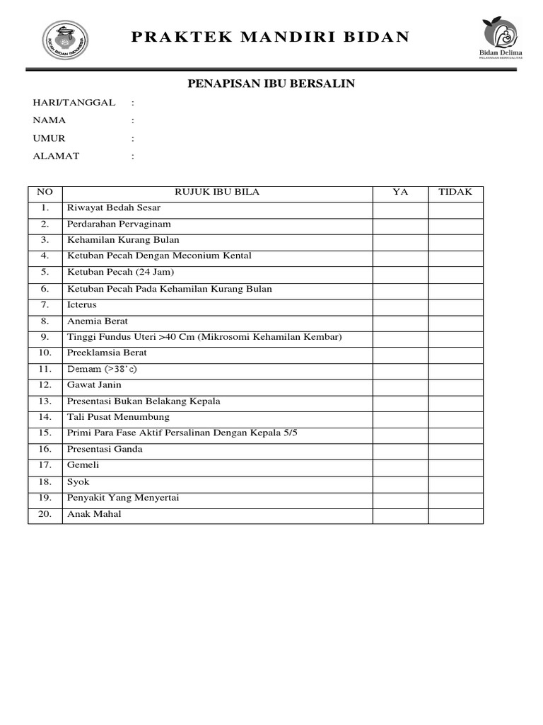 Lembar Observasi Persalinan | PDF