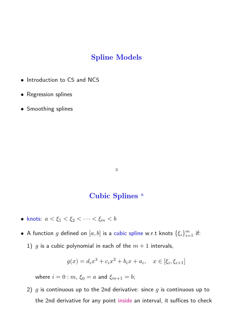 Spline Models: - Introduction To CS and NCS - Regression Splines - Smoothing Splines | PDF ...