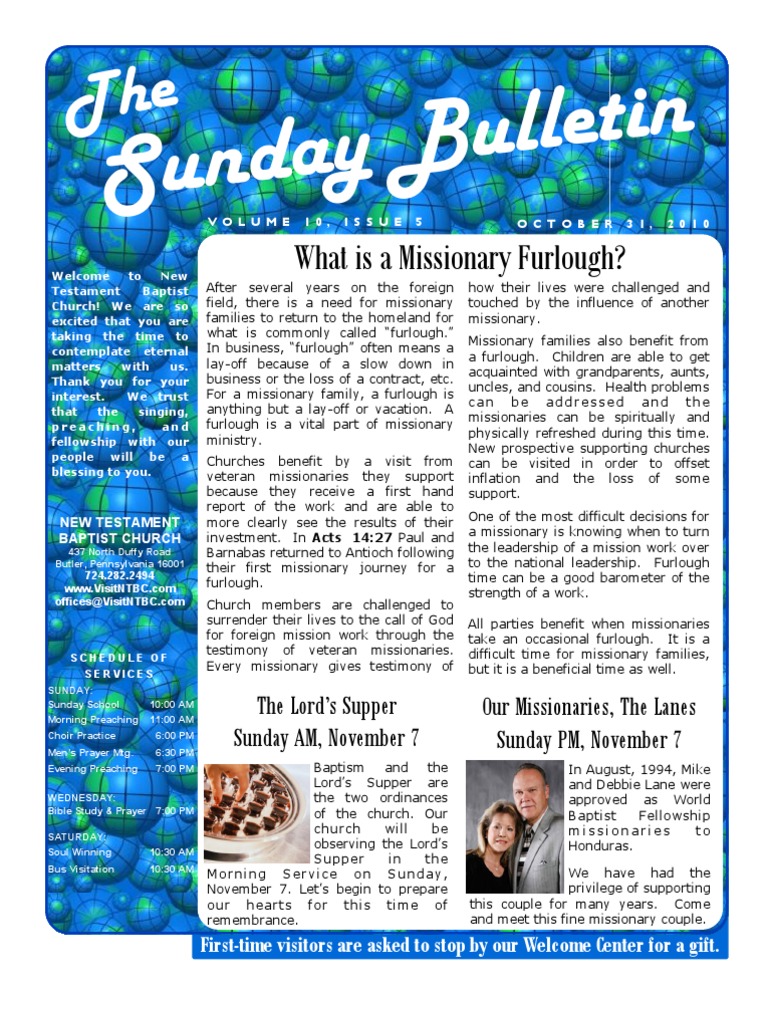 The Sunday Bulletin | PDF | Missionary | Eucharist