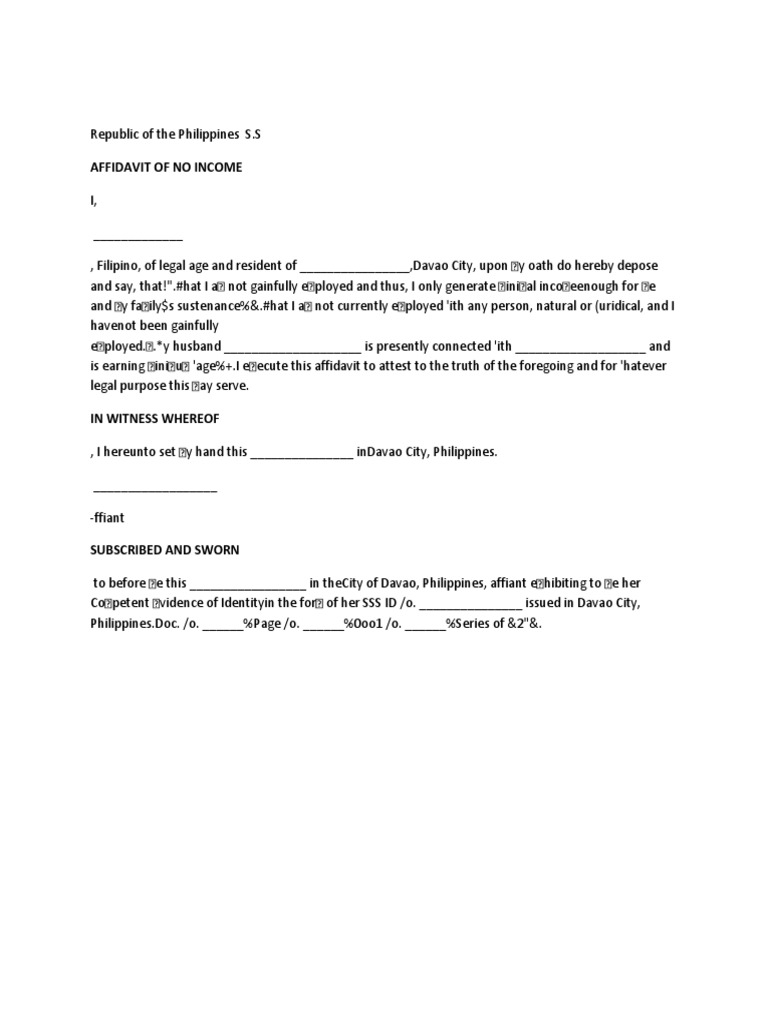 Affidavit of No Income | PDF