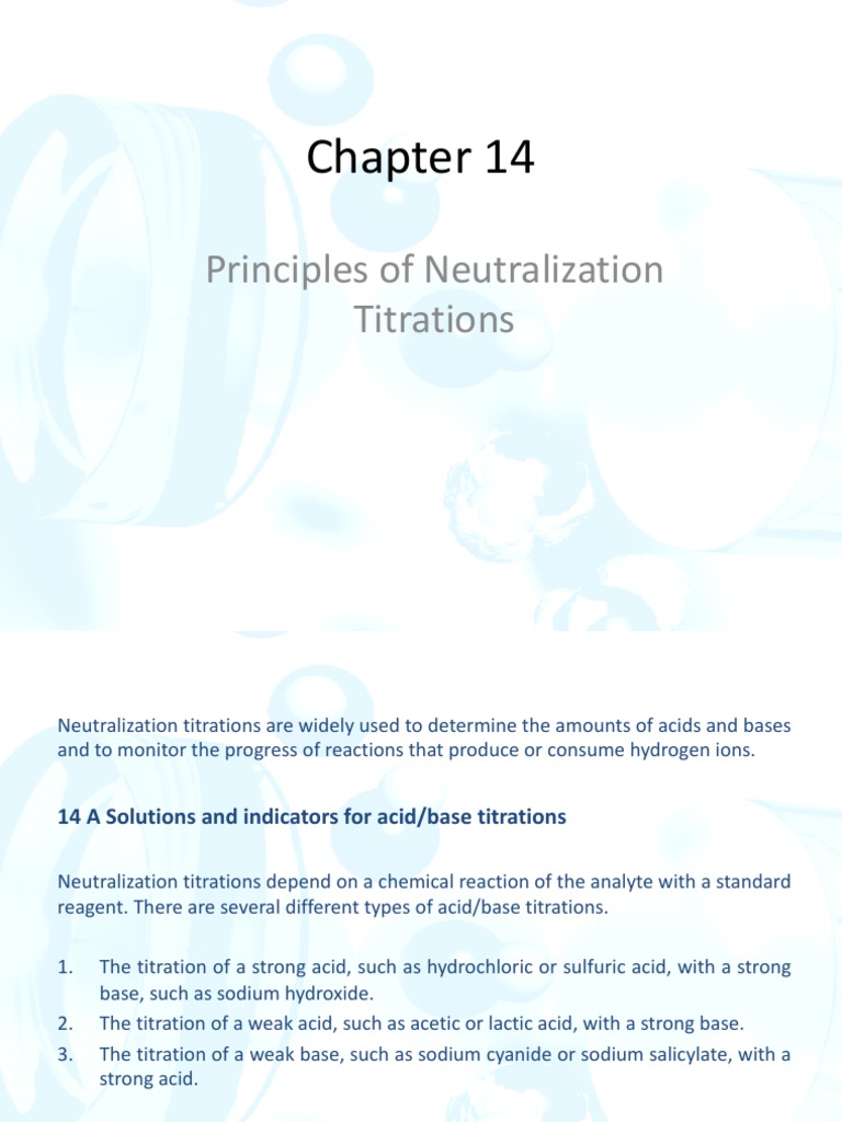 Principles of Neutralization Titration | PDF | Titration | Chemistry