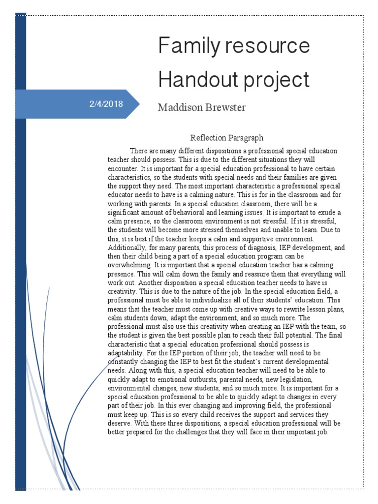 Family Resource Handout | PDF | Individualized Education Program ...