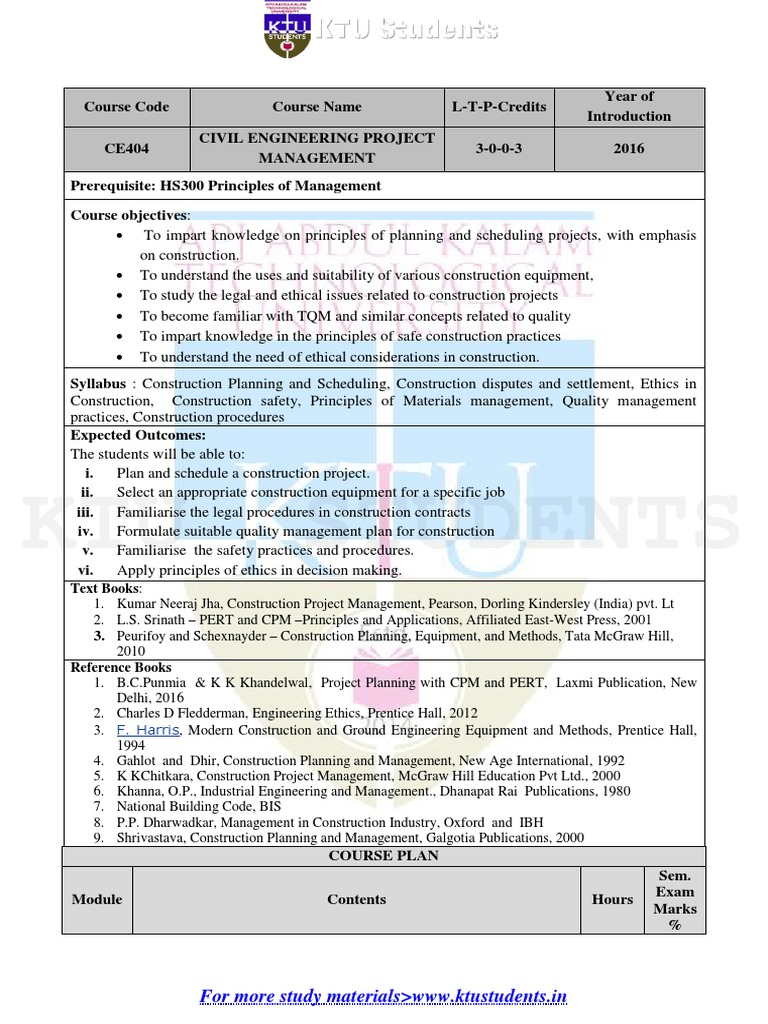 CE404 Civil Engineering Project Management | PDF | Project Management ...