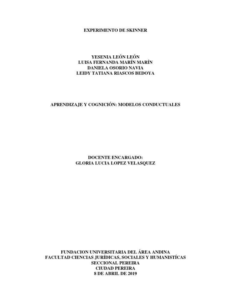 Experimento de la Caja de Skinner | PDF | Comportamiento | Conceptos ...