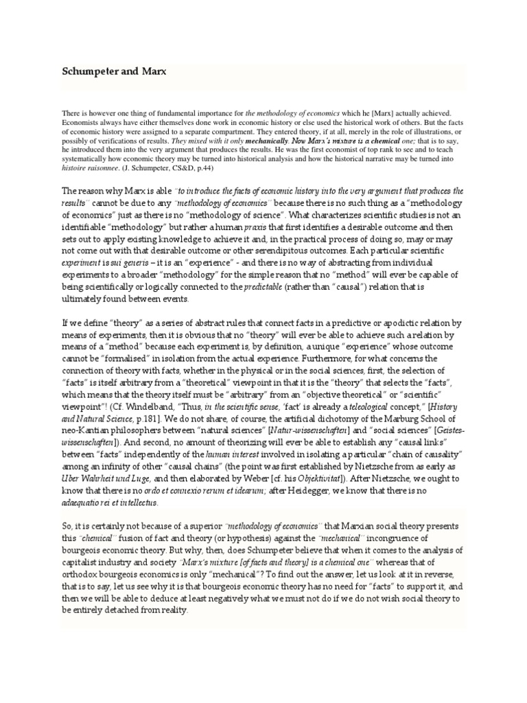 Schumpeter and Marx | PDF | Dialectic | Contradiction